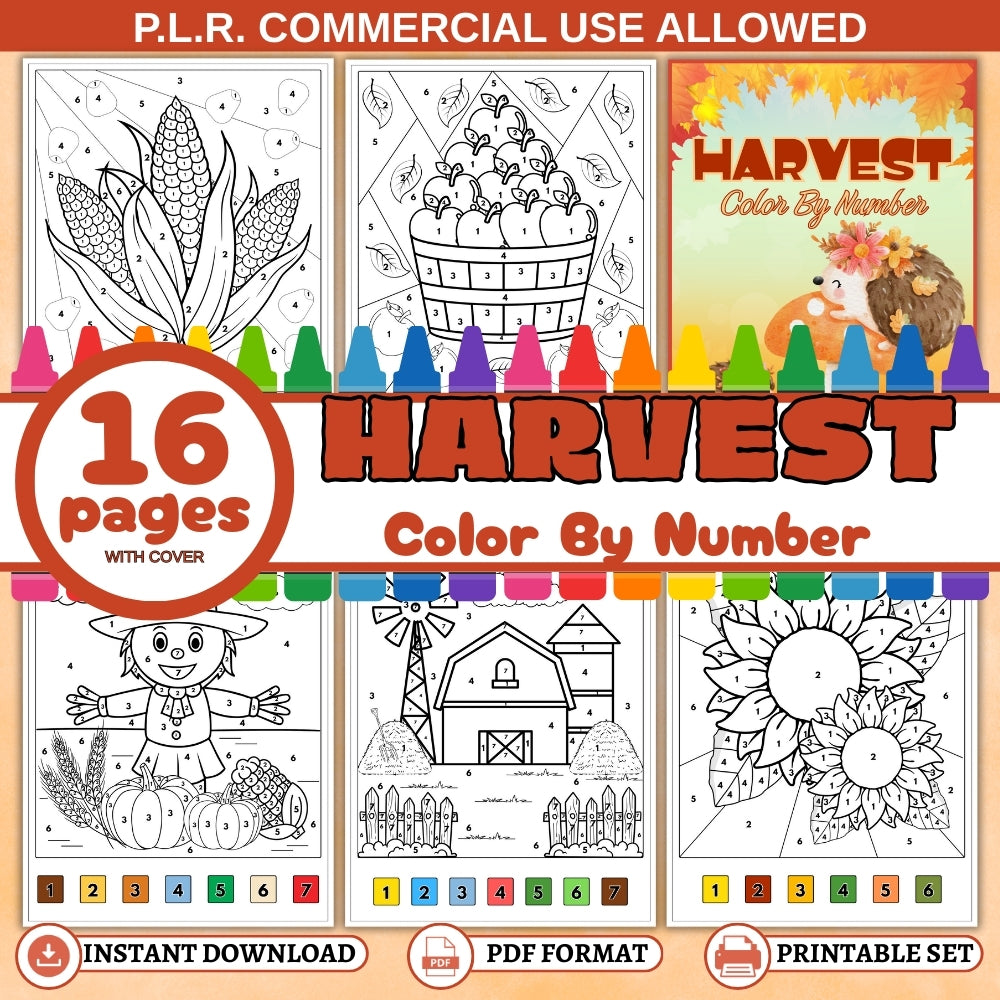 PLR Harvest Color by Number – plr-printables-store