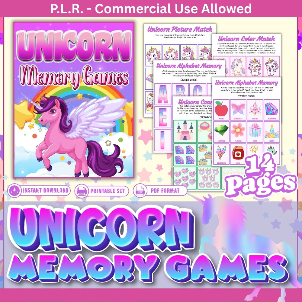 PLR Printable Unicorn Memory Game – plr-printables-store