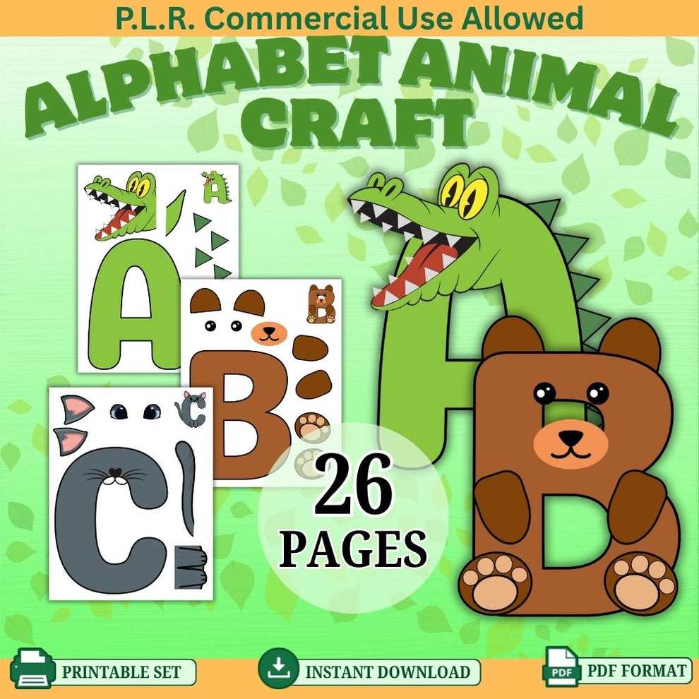 PLR Alphabet Animal Craft – plr-printables-store