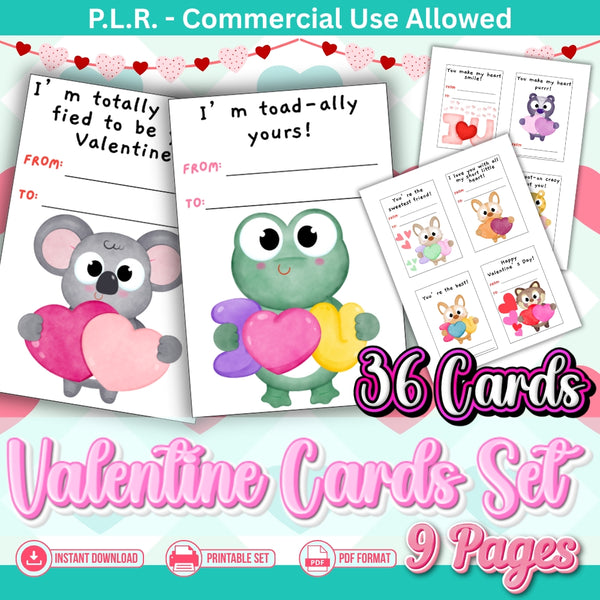 PLR Printable Animal Valentine Card Set – plr-printables-store