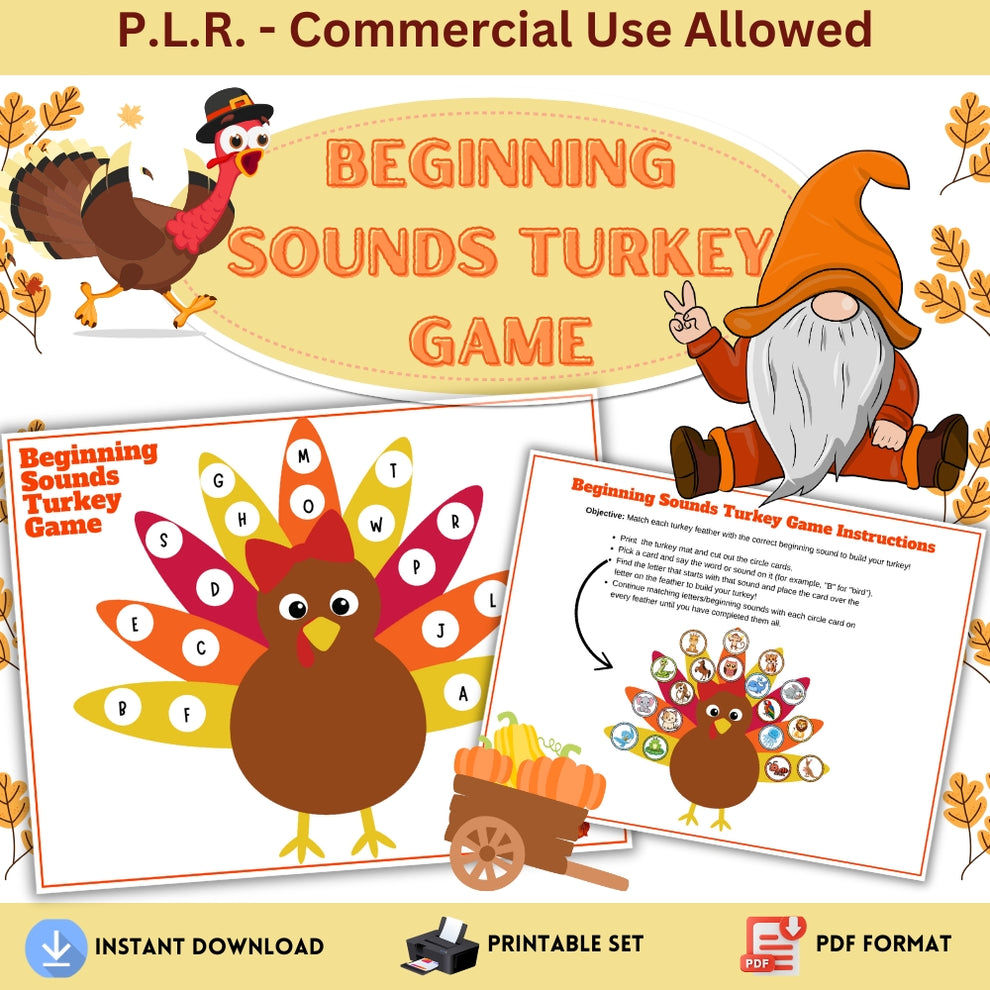 PLR Beginning Sounds Turkey Game – plr-printables-store