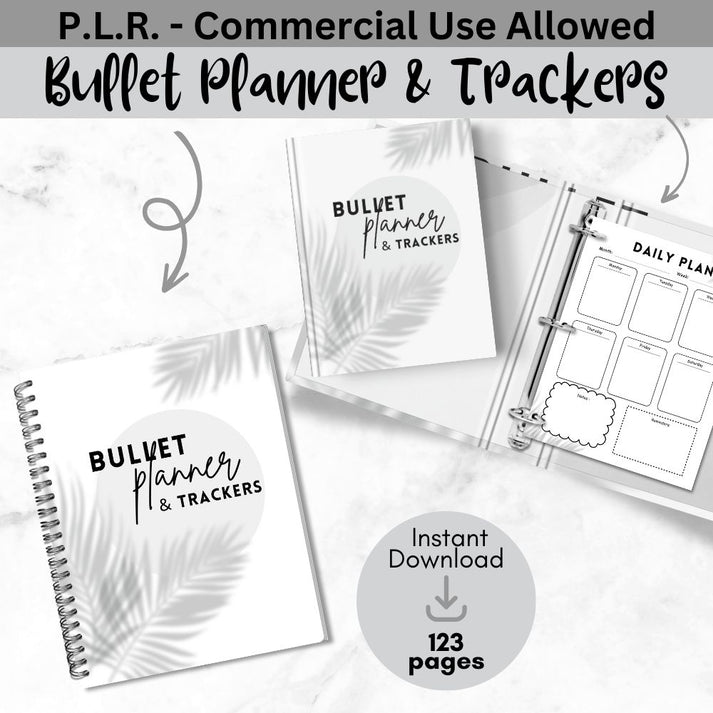 PLR Black and White Bullet Planner & Trackers – plr-printables-store