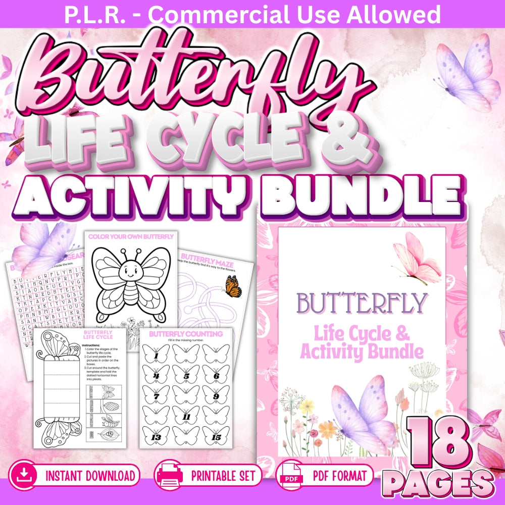 PLR Butterfly Life Cycle and Activity Bundle – plr-printables-store