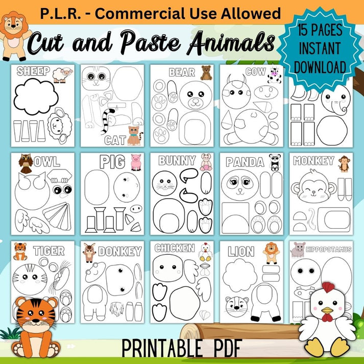 PLR Cut & Paste Animals Activity – plr-printables-store