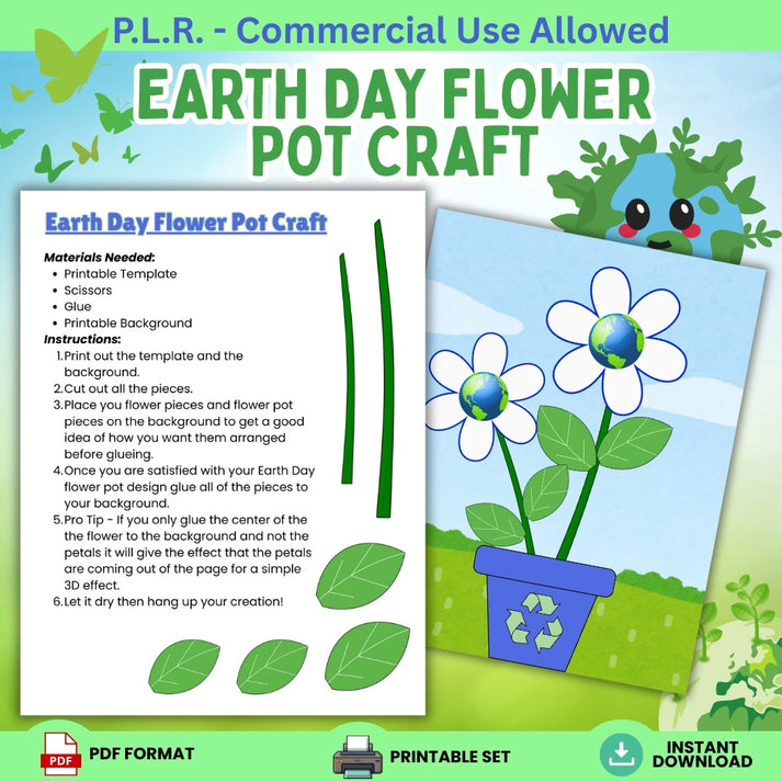 PLR Earth Day Flower Pot Craft – plr-printables-store