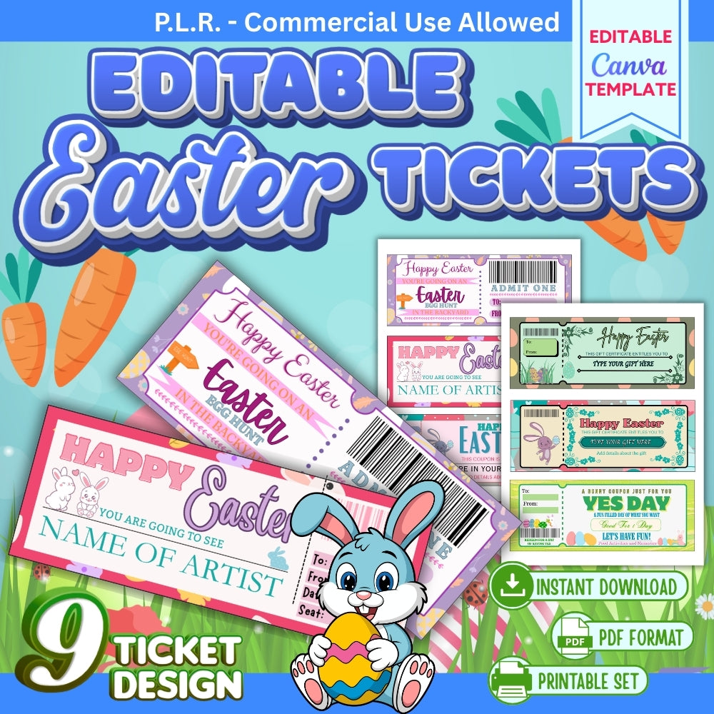 PLR Editable Easter Tickets – plr-printables-store