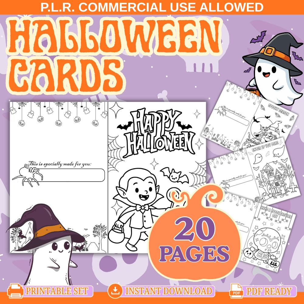 PLR Halloween Cards to be Colored – plr-printables-store