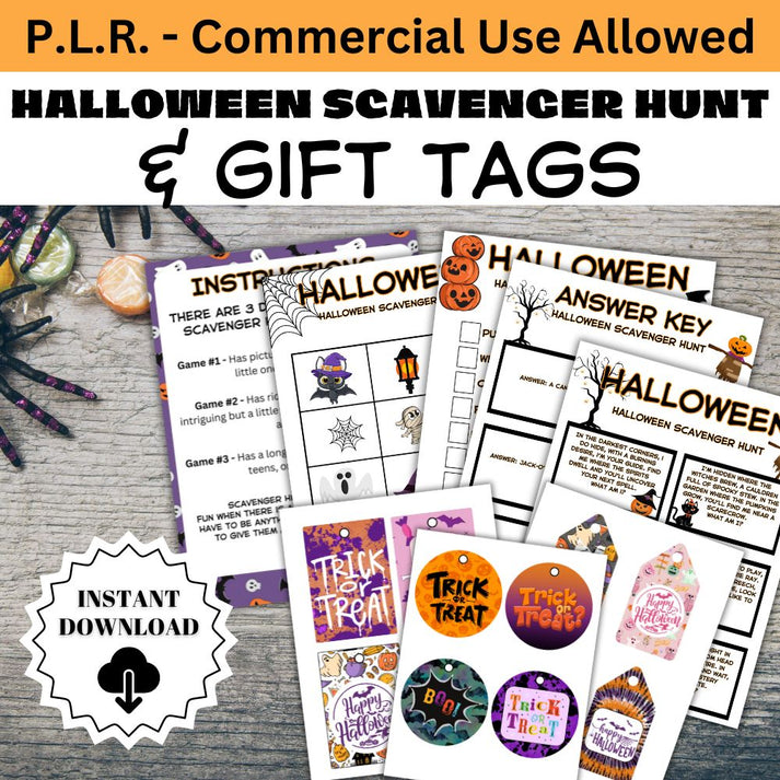 PLR Halloween Scavenger Hunt & Gift Tags – plr-printables-store