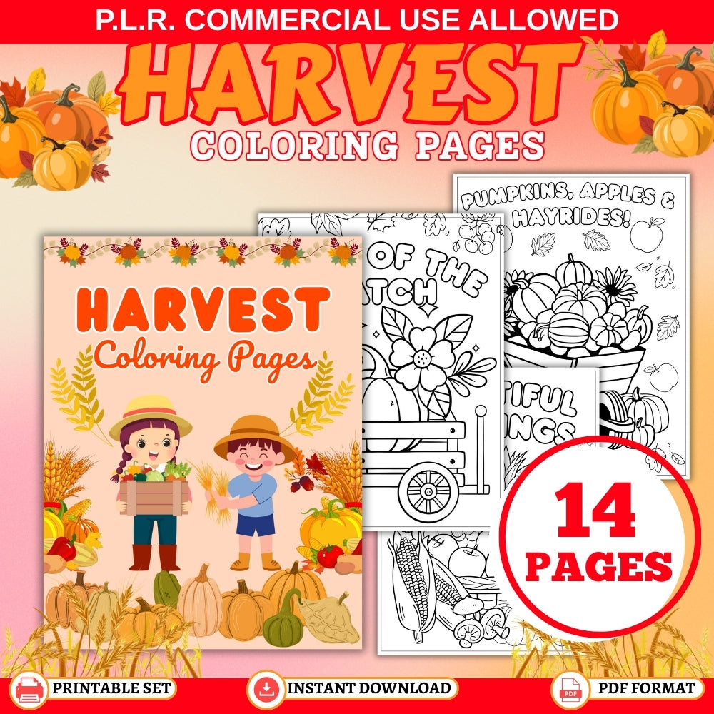 PLR Harvest Coloring Pages – plr-printables-store