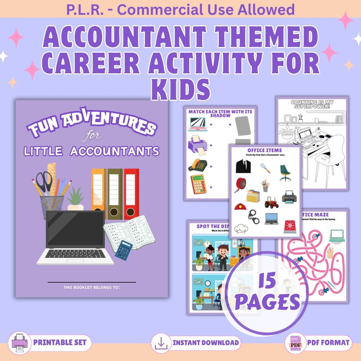 PLR Kids Accountant Themed Activity Pack – plr-printables-store