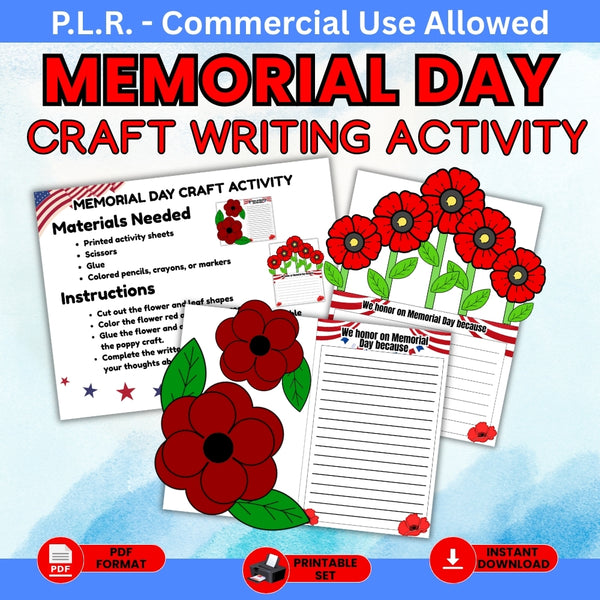 PLR Printable Memorial Day Craft Writing Activity – plr-printables-store