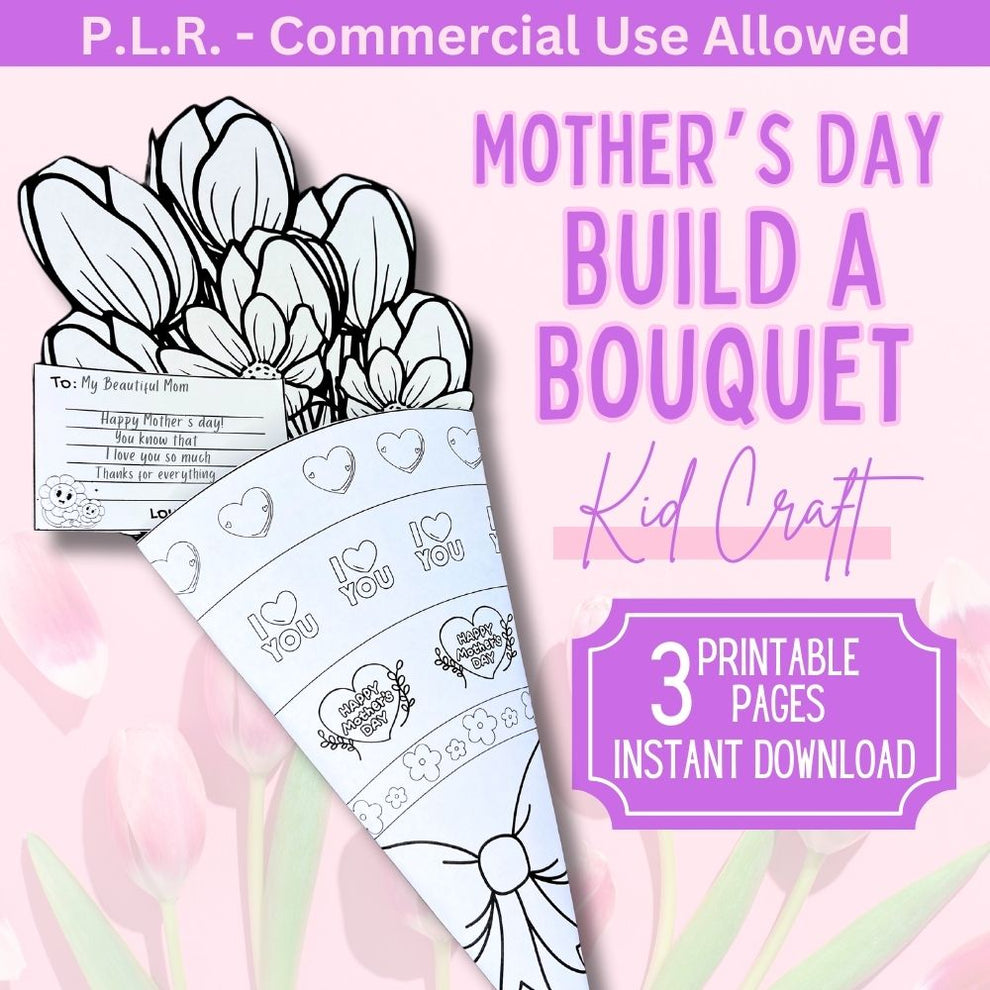 PLR Mother's Day Build a Bouquet Kid Craft – plr-printables-store