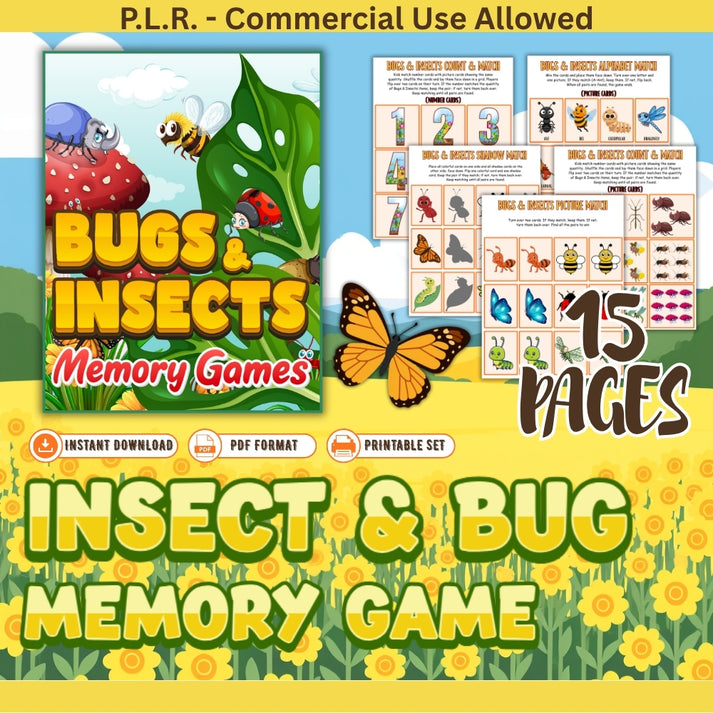 PLR Printable Bugs and Insects Memory Games – plr-printables-store