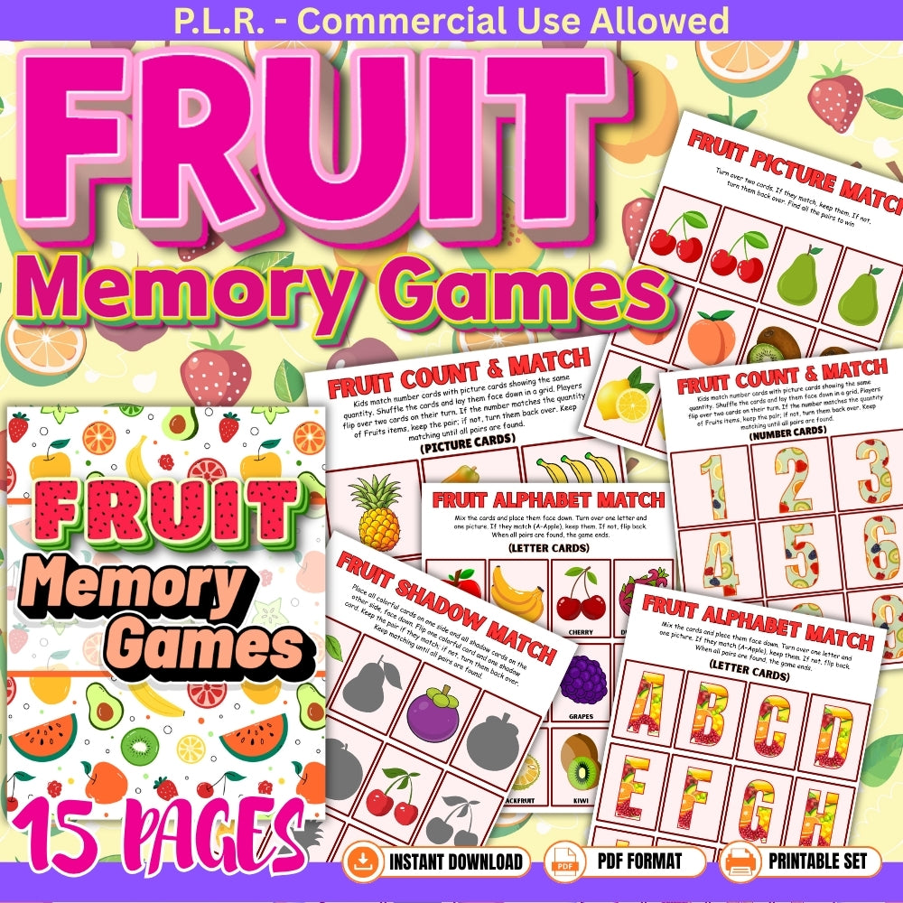 PLR Printable Fruit Memory Games – plr-printables-store