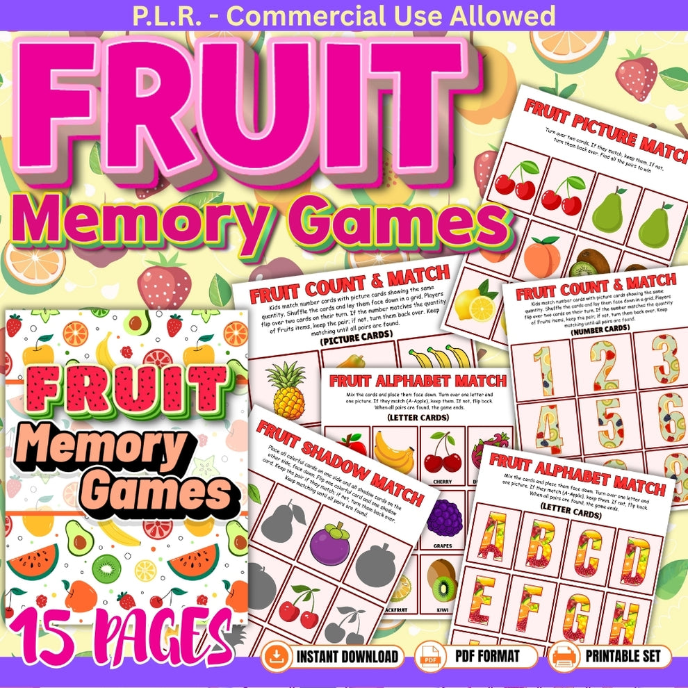 PLR Printable Fruit Memory Games – plr-printables-store