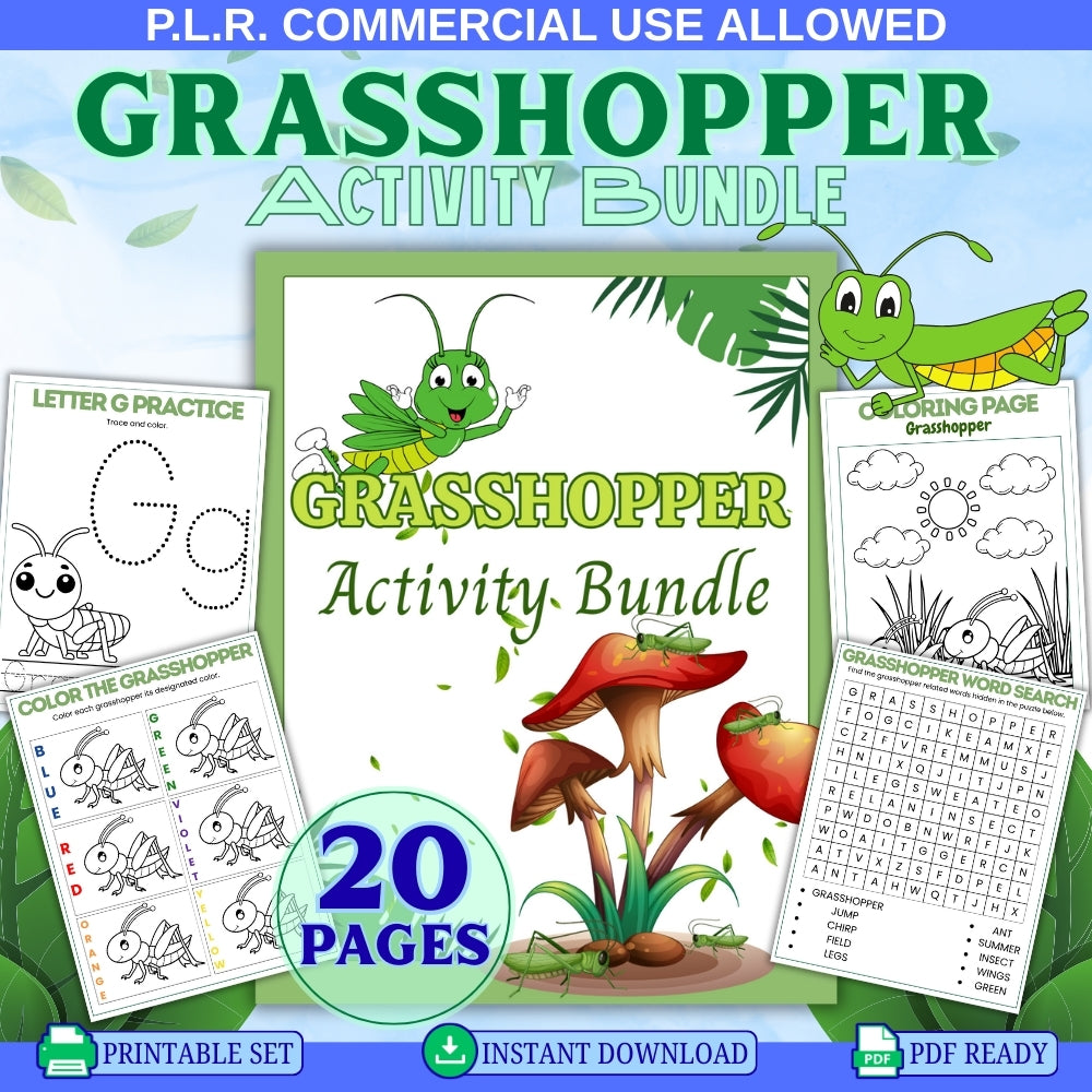 PLR Printable Grasshopper Activity Bundle – plr-printables-store