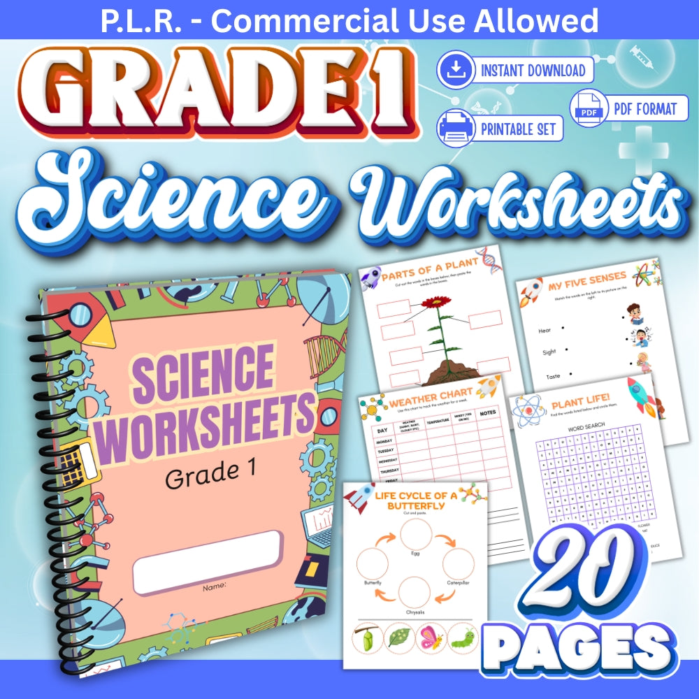PLR Grade 1 Science Worksheets – plr-printables-store