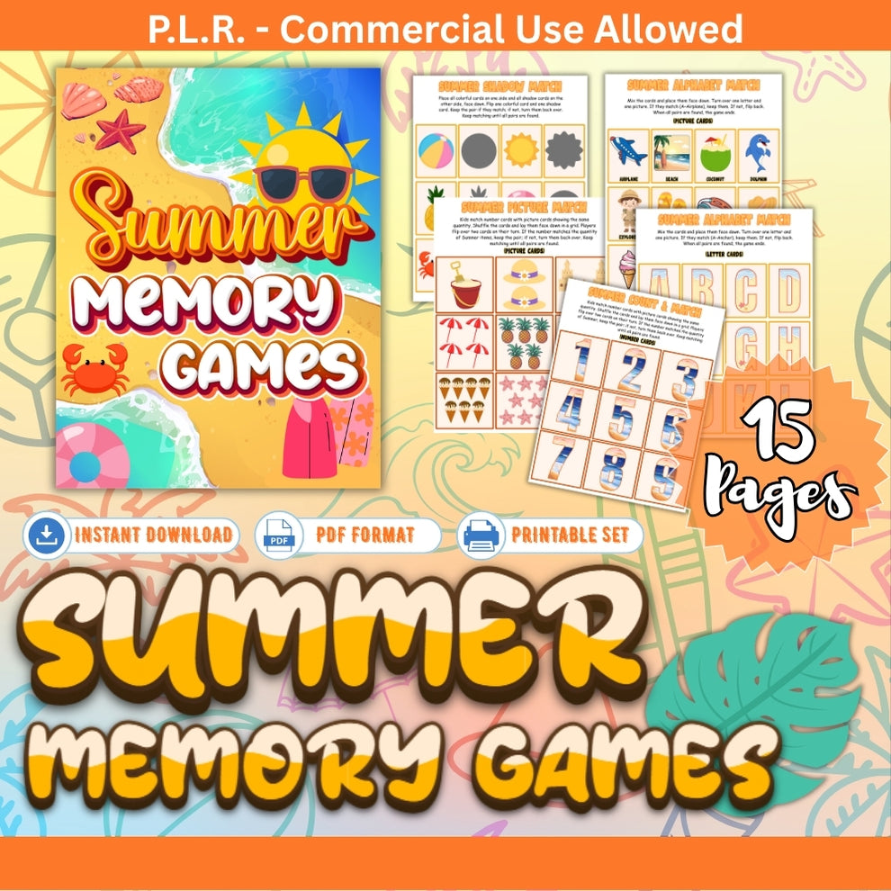PLR Printable Summer Memory Game – plr-printables-store