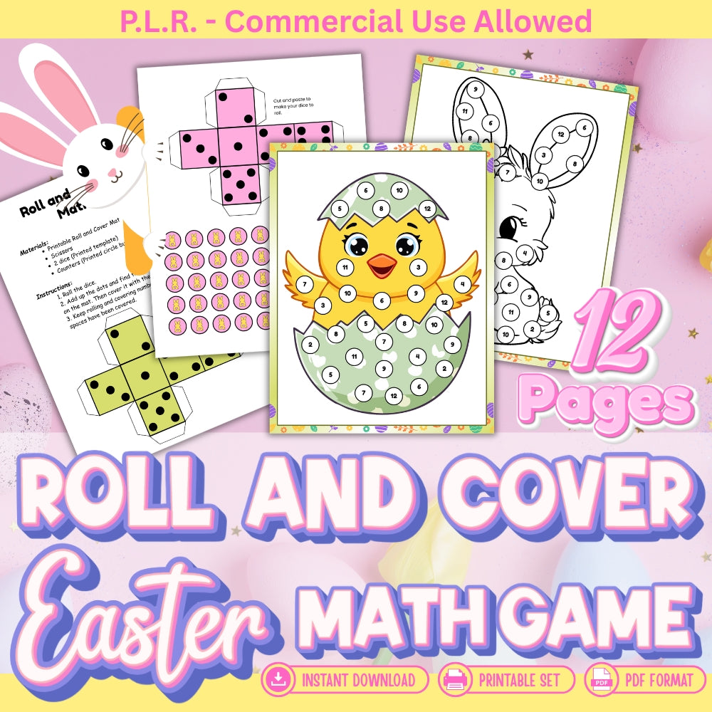 PLR Printable Easter Roll and Cover Math Game – plr-printables-store