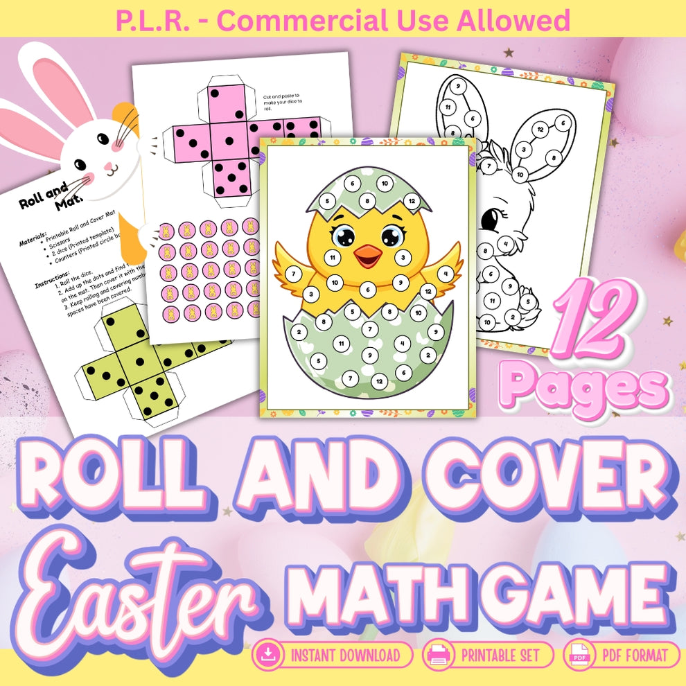 PLR Printable Easter Roll and Cover Math Game – plr-printables-store