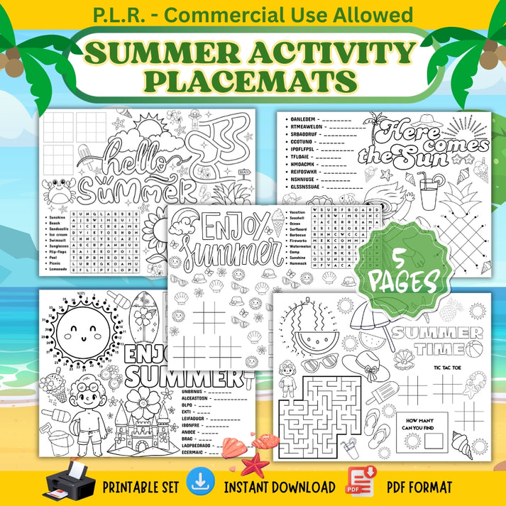 PLR Summer Activity Placemats – plr-printables-store