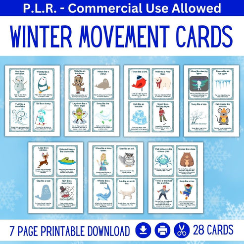 PLR Winter Movement Cards for Kids – plr-printables-store