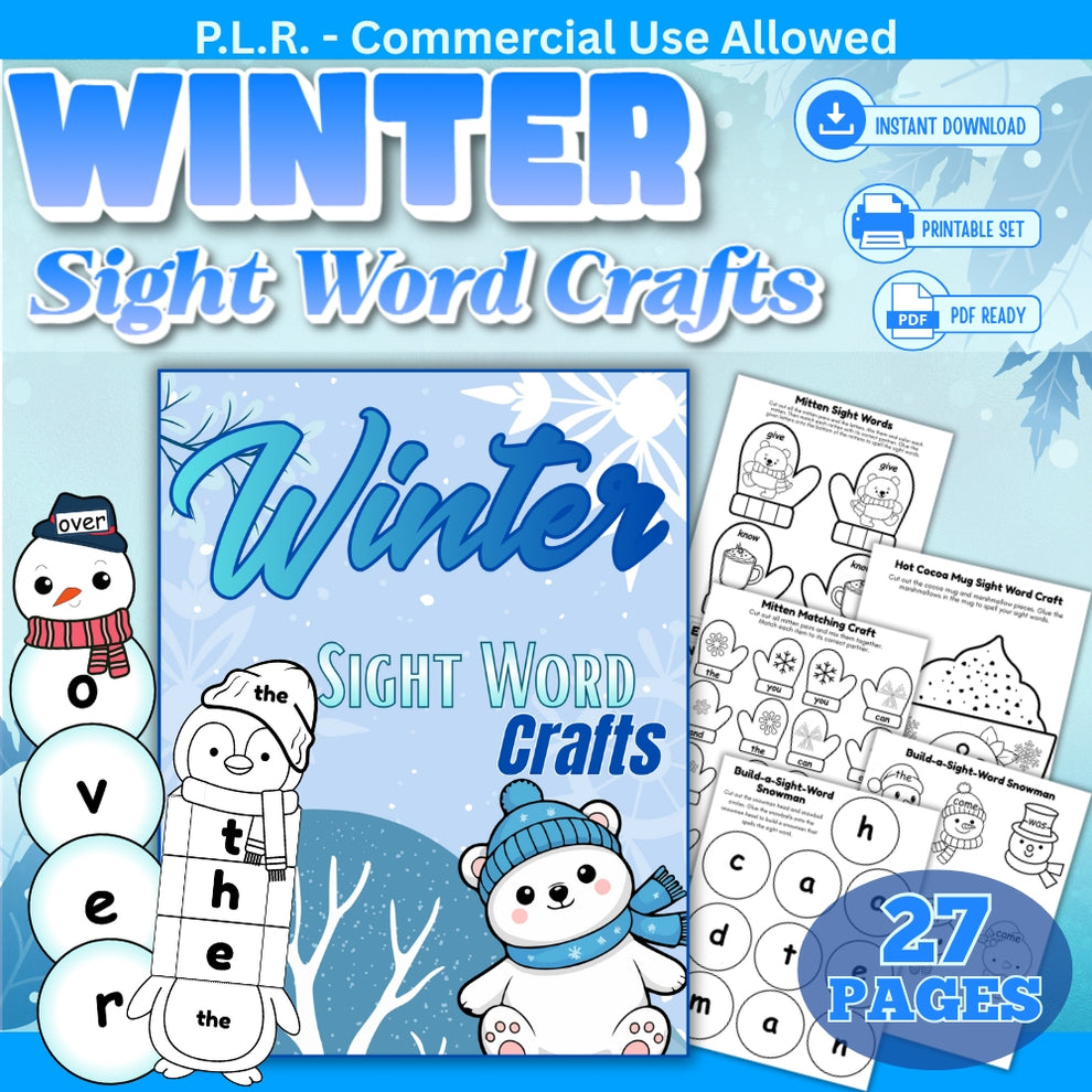 PLR Winter Sight Word Crafts – plr-printables-store