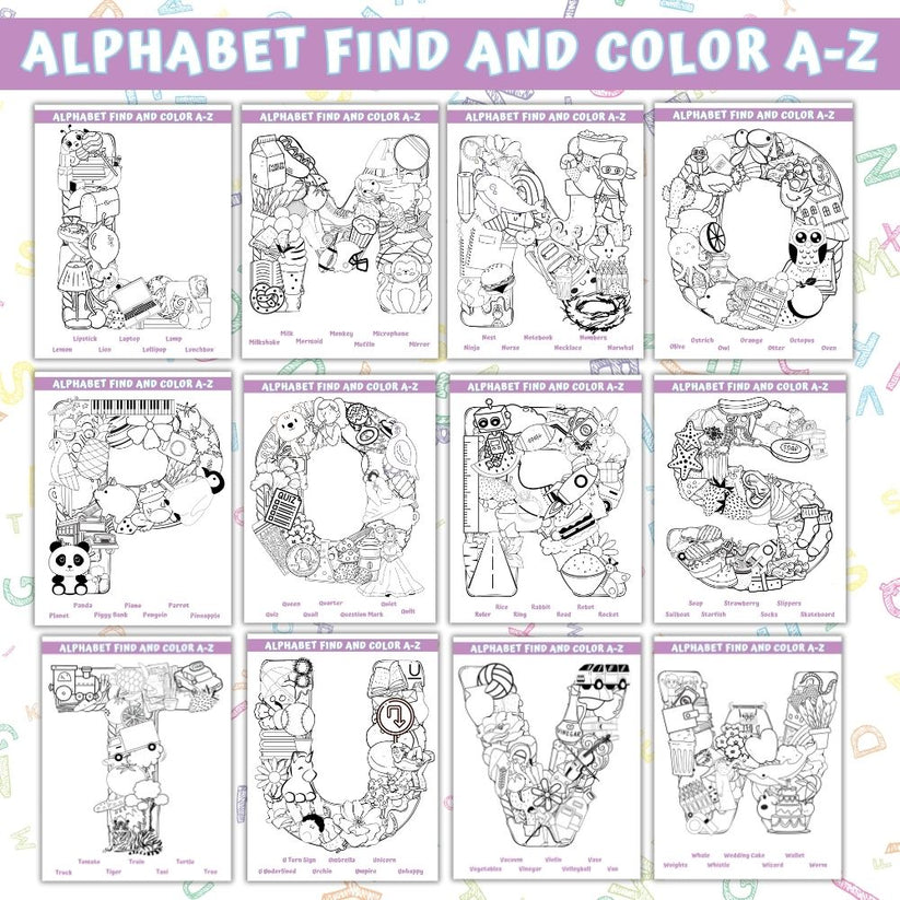 PLR Alphabet Find & Color A-Z – plr-printables-store