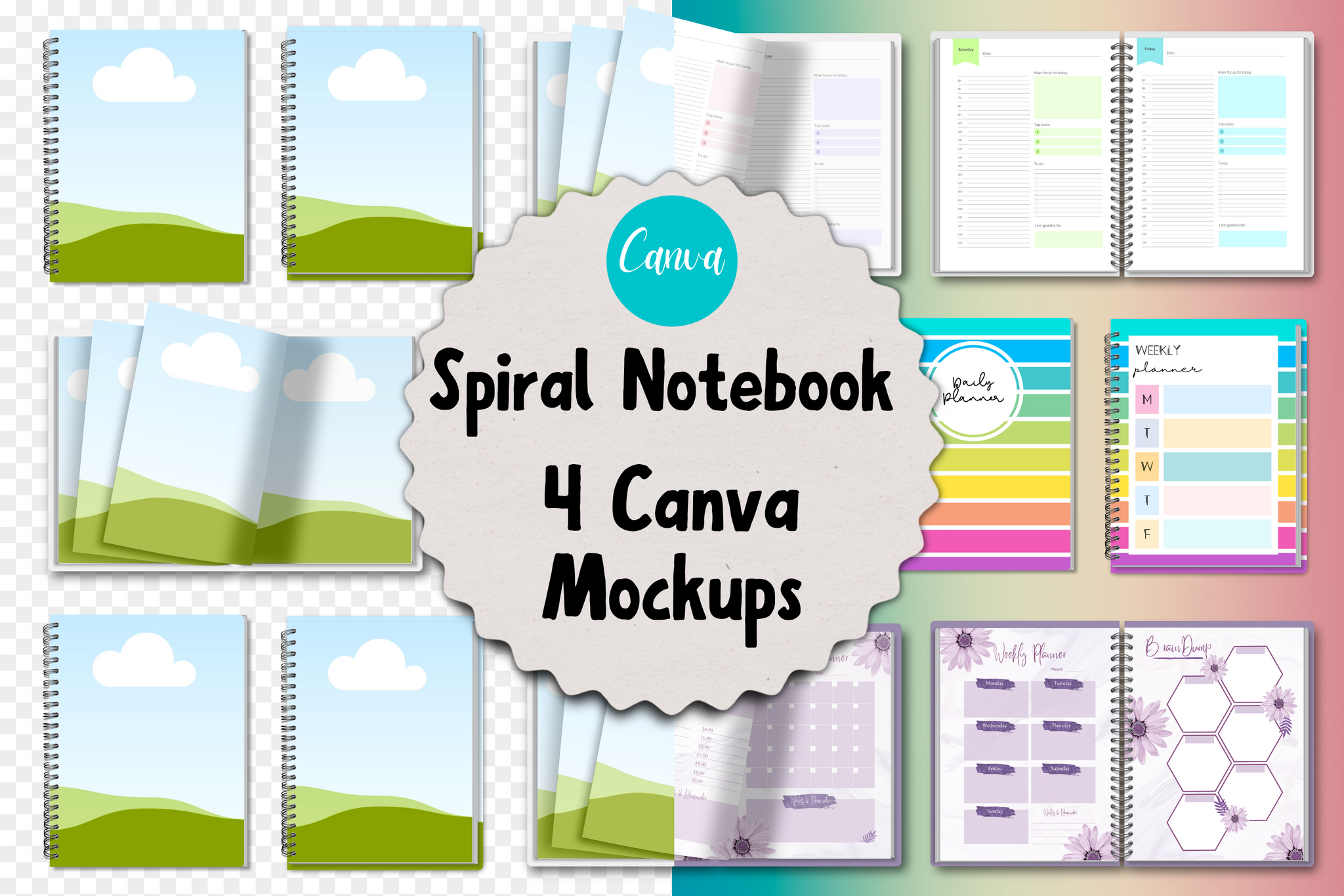 Spiral Notebook Canva Mockups – plr-printables-store